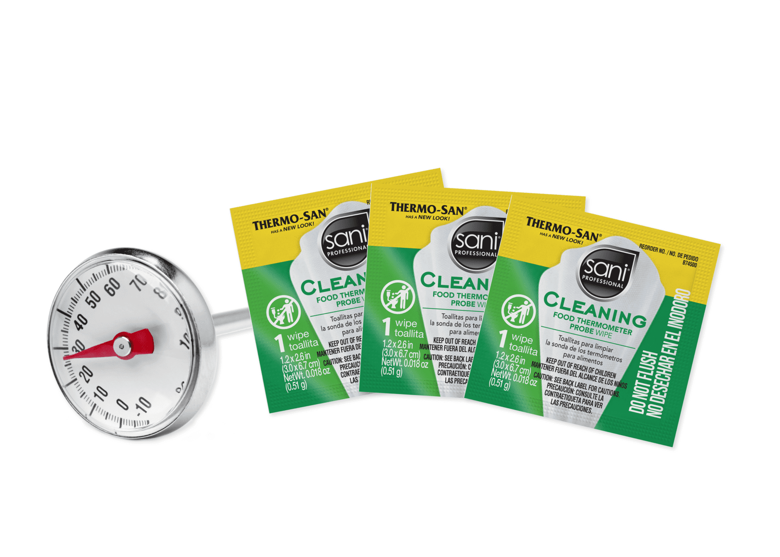 Thermometer Probe Wipes, Thermo-San Cleaning Wipe